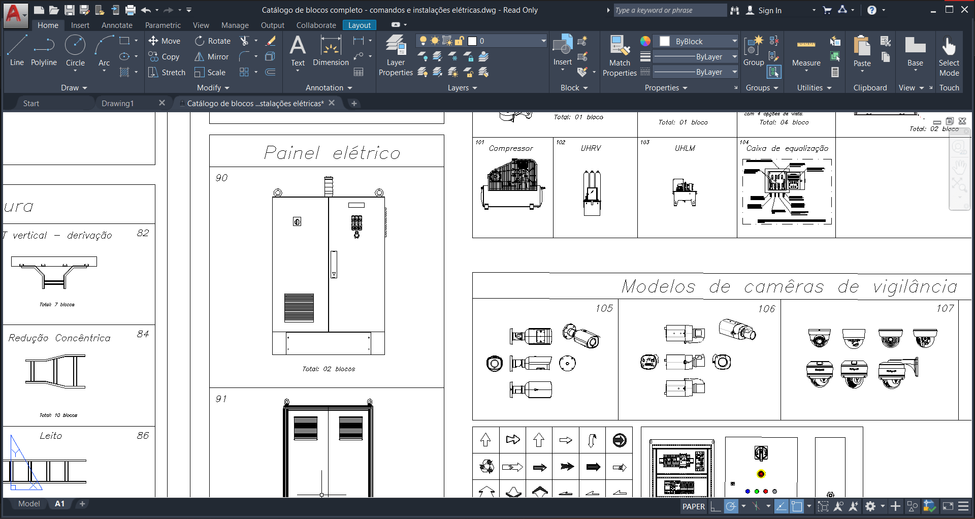 Blocos AutoCAD Instalações Elétricas.